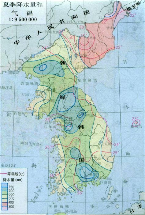 朝鲜韩国夏季降水量 朝鲜地图 地理教师网