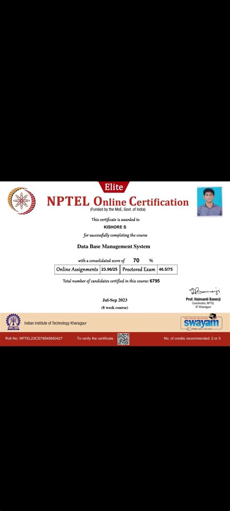 Kishore S On Linkedin Nptel Databasemanagementsystem