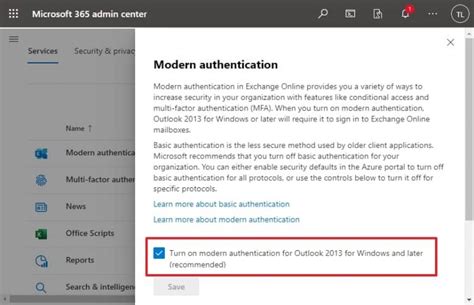 Enable Modern Authentication In Office 365 Basic Authentication Vs Modern Authentication