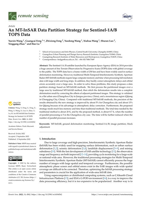 pdf an mt insar data partition strategy for sentinel 1a b tops data