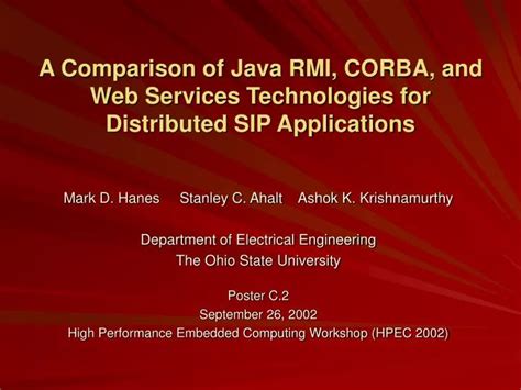 Ppt A Comparison Of Java Rmi Corba And Web Services Technologies For Distributed Sip