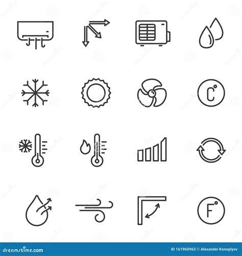 Air Conditioning Equipment Vector Linear Icons Set Stock Vector