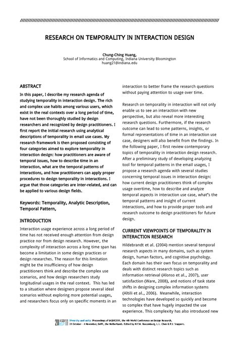 Pdf Research On Temporality In Interaction Design