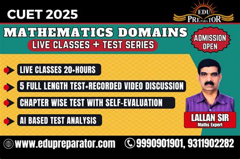Cuet 2026 Mathematics Domains Live Classes Test Series Edupreparator