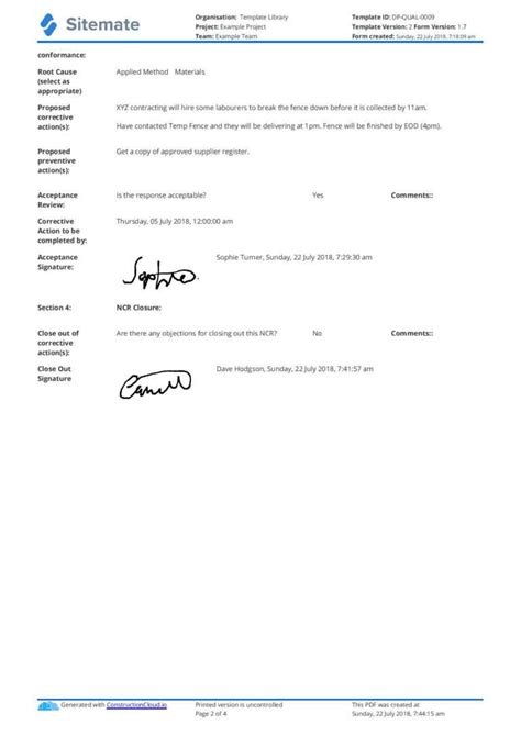 Free Non Conformance Report Template Better Than Pdf And For Non Conformance Report Form