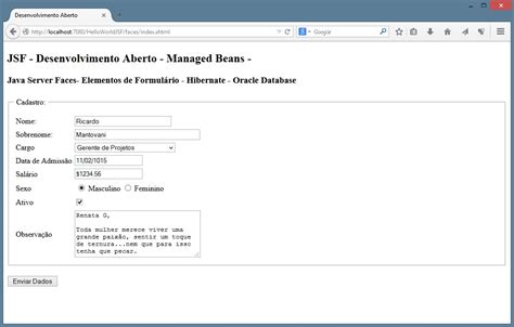 Jsf Persistência Hibernate Oracle Java Desenvolvimento Código