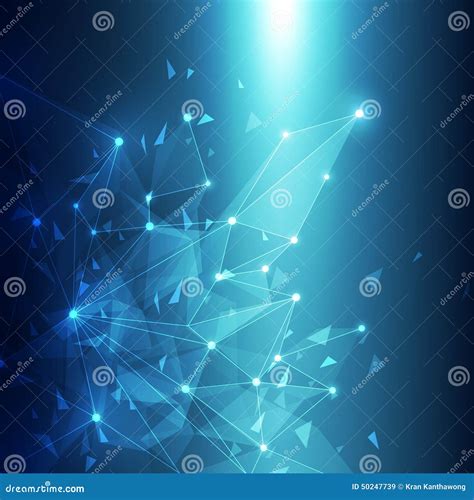 Blue Abstract Technology Mesh Background With Circles Vector Illustration Stock Vector