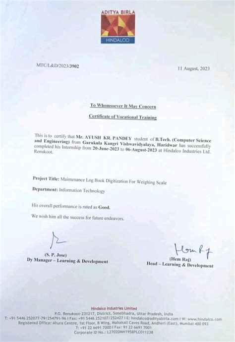 Linkedin Summertraining Internship Softwaredevelopment Hindalco