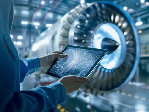 Engineer Analyzing Jet Engine With Digital Tablet Stock Image Image Engineer Analyzing Jet Engine With Digital Tablet Stock Image Image
