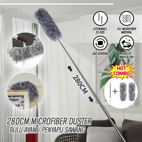 Momo Home 🏠 280cm Extra Long Duster Cleaning Tools Brush Cobweb Ceiling Duster Penyapu Habuk
