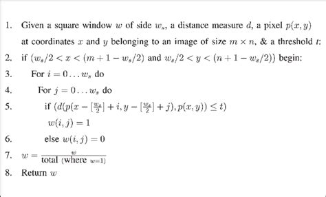 Pseudocode To Compute A Convolution Window W For The Adaptive Spatial