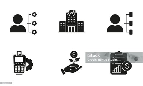 금융 투자 전략 실루엣 아이콘 세트 재무 관리 기호 컬렉션입니다 돈 성장 글리프 픽토그램 은행 운영 지불 솔리드 사인 격리된 벡터 그림 실루엣에 대한 스톡 벡터 아트 및