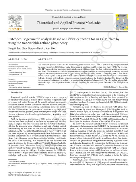 Pdf Extended Isogeometric Analysis Based On Bézier Extraction For An Fgm Plate By Using The