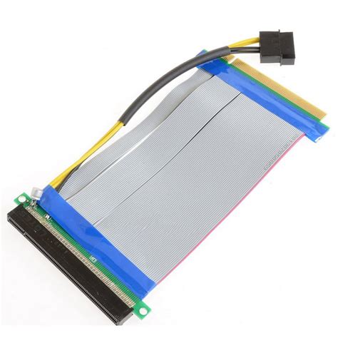 Pcie 16x To 16x Riser Card Flexible Ribbon Extend Cable Molex Powered