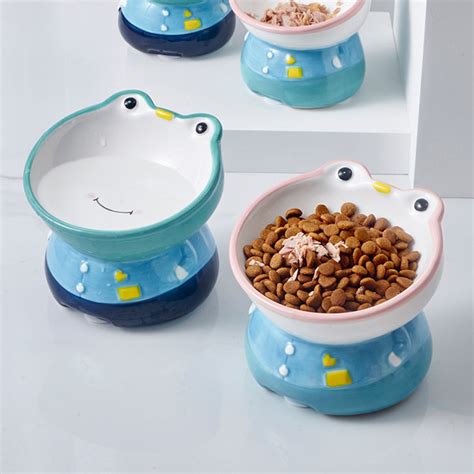 Badu Bg Керамична купа на стойка за котешка храна с форма на жаба Badu Bg