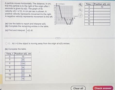 Solved A Particle Moves Horizontally The Distance In Cm Chegg