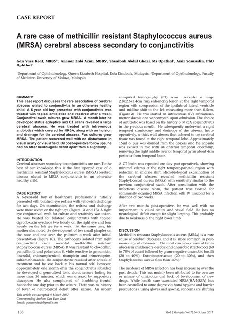Pdf A Rare Case Of Methicillin Resistant Staphylococcus Aureus Mrsa