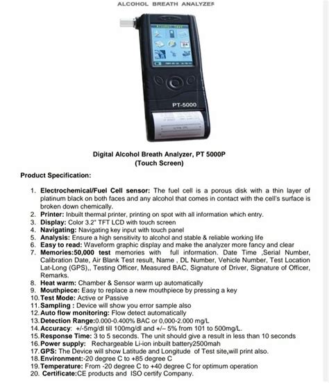 Alcohol Breath Analyzer Digital At ₹ 2850000piece Alcohol Breath