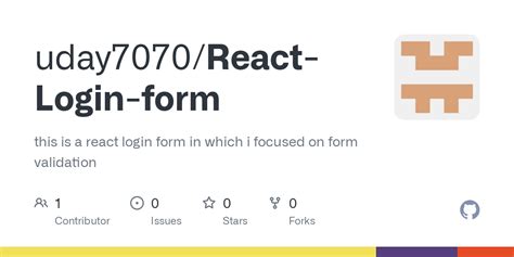 Github Uday7070react Login Form This Is A React Login Form In Which I Focused On Form Validation