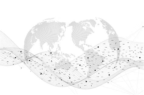 벡터와 동적 파도 도트 및 라인 동적 입자 추상적인 배경 디지털 데이터 입자 및 점 Connectio의 총 구조를 추상화 합니다 필연적인 네트워크 0명에 대한 스톡 벡터
