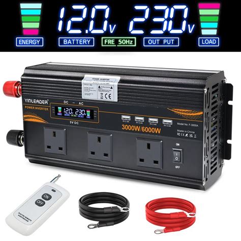 Yinleader 3000w Power Inverter 12v To 240v With Lcd Display And Remote