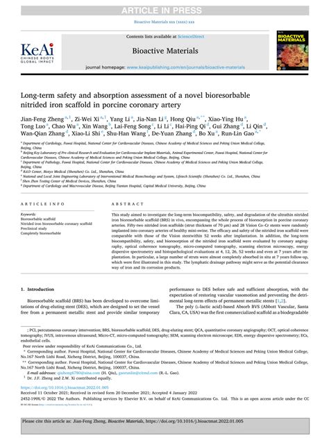 Pdf Long Term Safety And Absorption Assessment Of A Novel Bioresorbable Nitrided Iron Scaffold