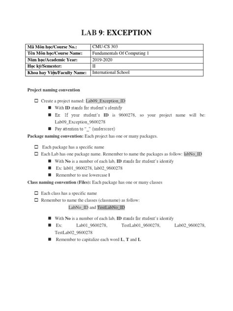 lab09 exception pdf method computer programming inheritance