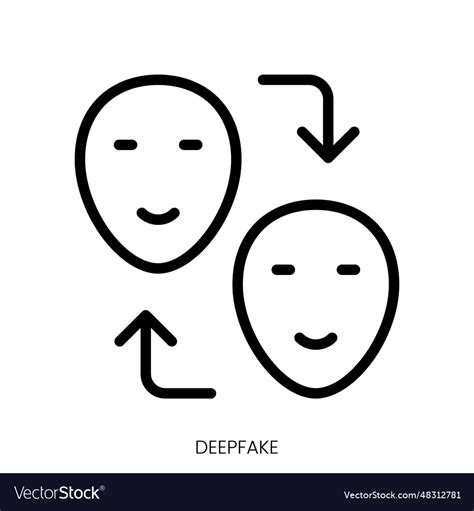 Deepfake Icon Line Art Style Design Isolated Vector Image