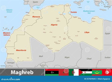 Map Of Maghreb Stock Vector Illustration Of North Flag 257829605