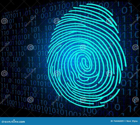 Fingerprint Scanning Technology Background Binary Code Stock Vector