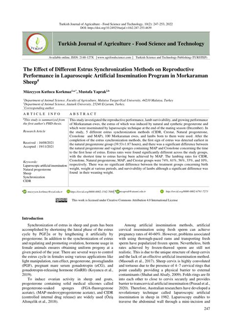 Pdf The Effect Of Different Estrus Synchronization Methods On Reproductive Performance In