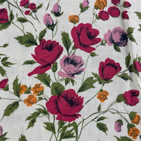 Floral Linen Fabric Etsy