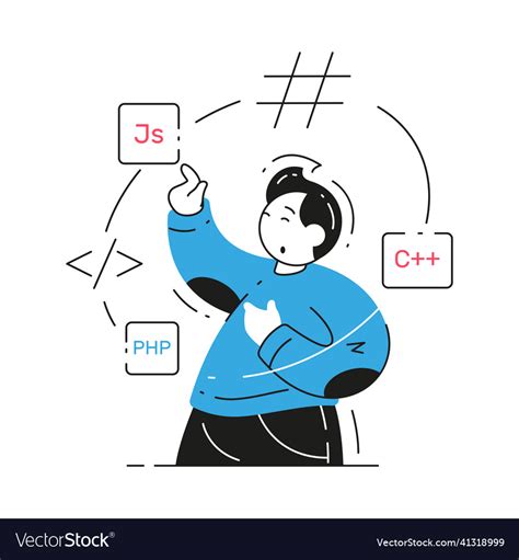 Male Software Developer Analyzing Circle Coding Vector Image