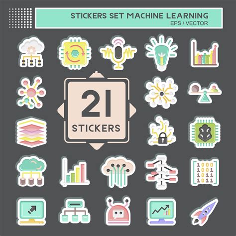 Sticker Set Machine Learning Related To Machine Learning Symbol Simple Design Editable Simple