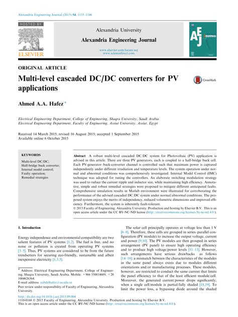 Pdf Multi Level Cascaded Dcdc Converters For Pv Applications