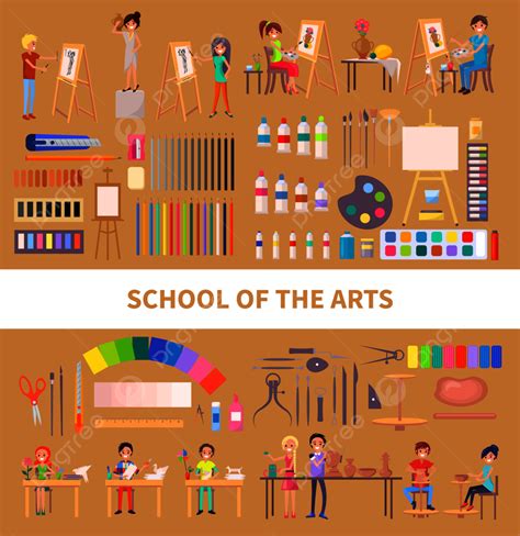 자신의 작품과 함께 수업 중에 부지런한 학생들과 함께 예술 학교 격리 벡터 일러스트 레이 션 교육 외딴 소년 Png 일러스트 및 벡터 에 대한 무료 다운로드