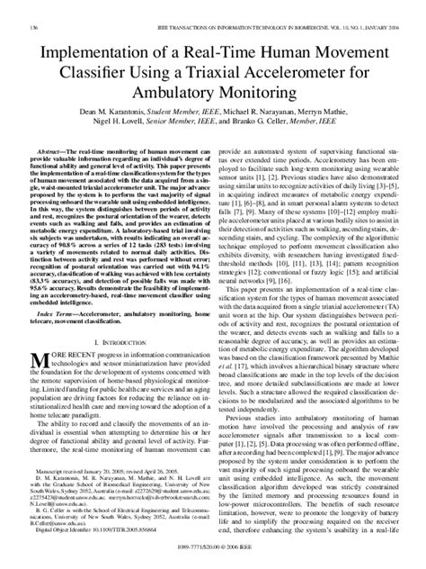Pdf Implementation Of A Real Time Human Movement Classifier Using A