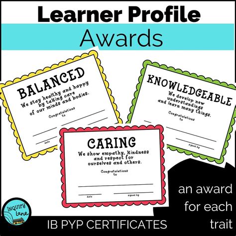 Ib Pyp Learner Profile Award Certificates Social Emotional Learning Etsy