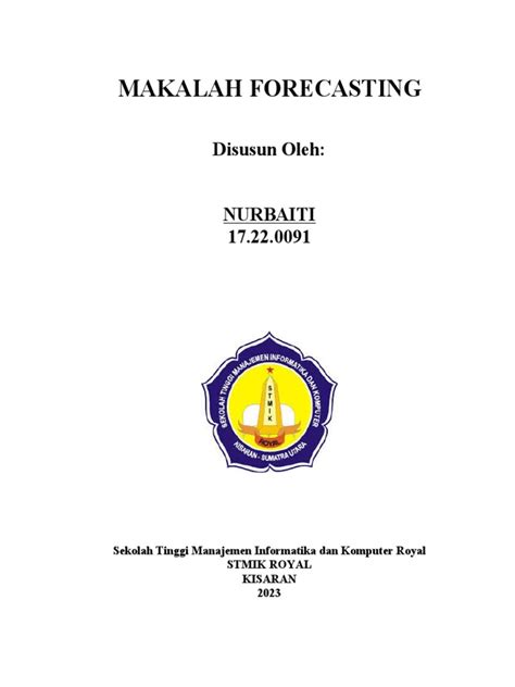 Metode Pengukuran Akurasi Forecasting Pdf