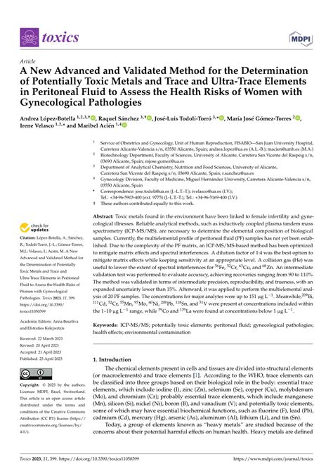 Pdf A New Advanced And Validated Method For The Determination Of Potentially Toxic Metals And