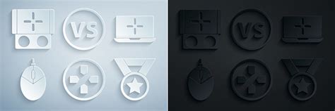 Set Gamepad Laptop Computer Mouse Gaming Medal Vs Versus Battle And Portable Video Game Console