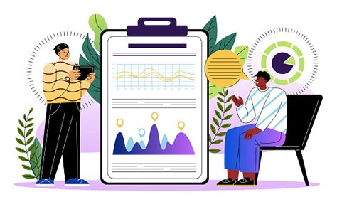 비즈니스 상담 개념 그래프와 다이어그램을 가진 남자 지식 및 상담 그래프와 다이어그램을 가진 분석가 팀 평면 벡터 일러스트 레이 션 경영자에 대한 스톡 벡터 아트 및 기타