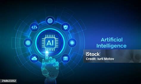 인공 지능 인공지능 기계 학습 빅 데이터 분석을 위한 인공 지능 신경망 딥 러닝 와이어프레임 손 터치 디지털 인터페이스 벡터