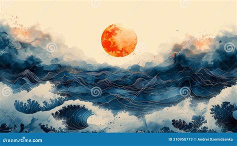animated modern background with wave elements line pattern with ocean sea object stock image