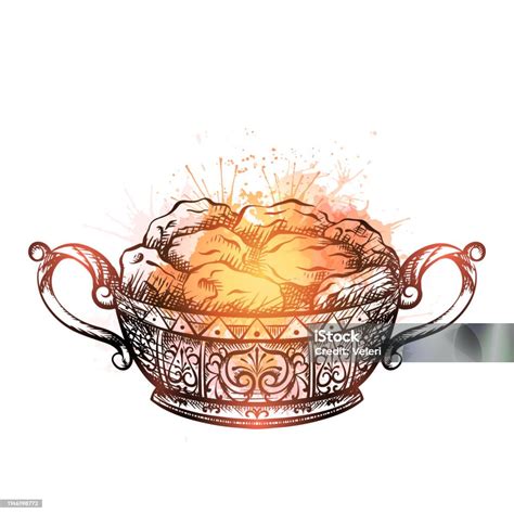 조각 그림 수채화 밝아진 고급 꽃병에 날짜의 라마단 카림을 위한 축제 대접 벡터 해칭 요소 Eid Ul Fitr에 대한 스톡 벡터 아트 및 기타 이미지 Istock