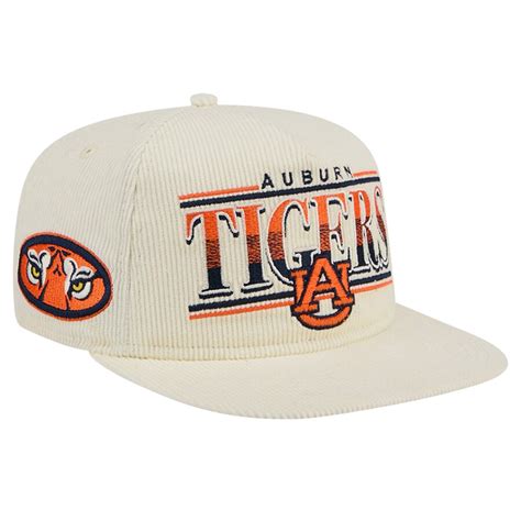 Mens New Era White Auburn Tigers Throwback Golfer Corduroy Snapback Hat
