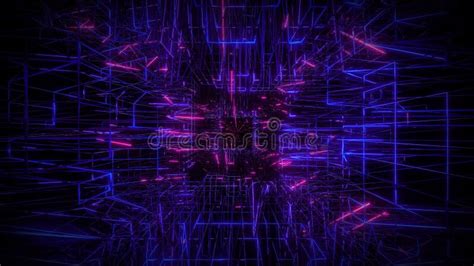 Blue Pink Wireframe Visual Design Background 3d Rendering Stock Illustration Illustration Of