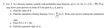 Solved 3 Let X Be A Discrete Random Variable With