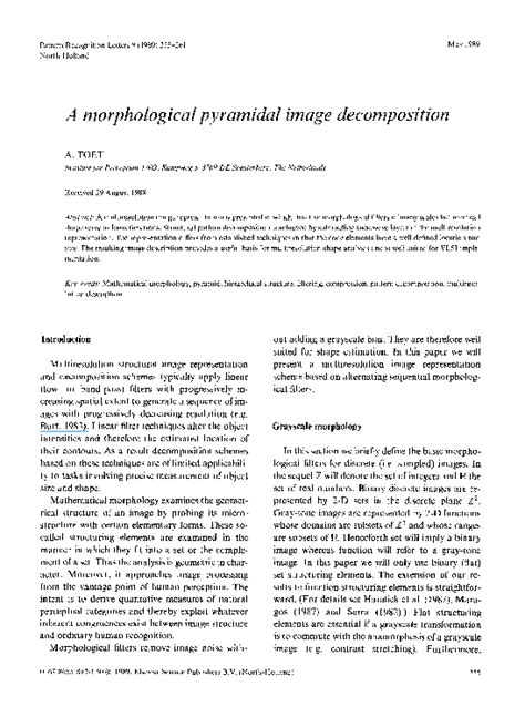 Pdf A Morphological Pyramidal Image Decomposition