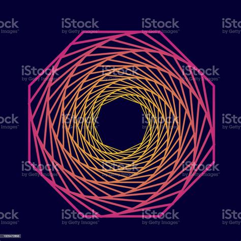트위스트 컬러 나선형 와이어프레임 팔각형 모양 벡터 기술 터널 활력에 대한 스톡 벡터 아트 및 기타 이미지 활력 0명